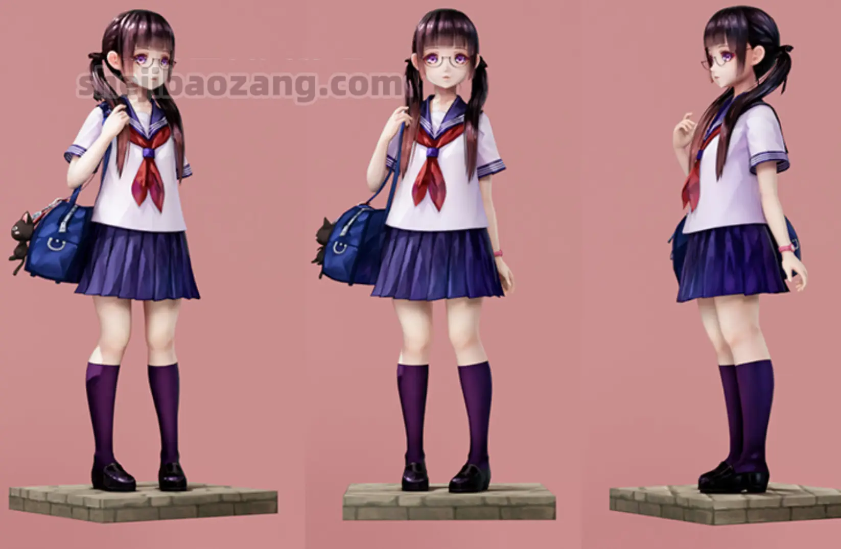 3D模型-卡通人物小学生JK女孩动漫角色三维模型素材 支持C4DMAXFBXBlendeOBJ – 设计宝藏