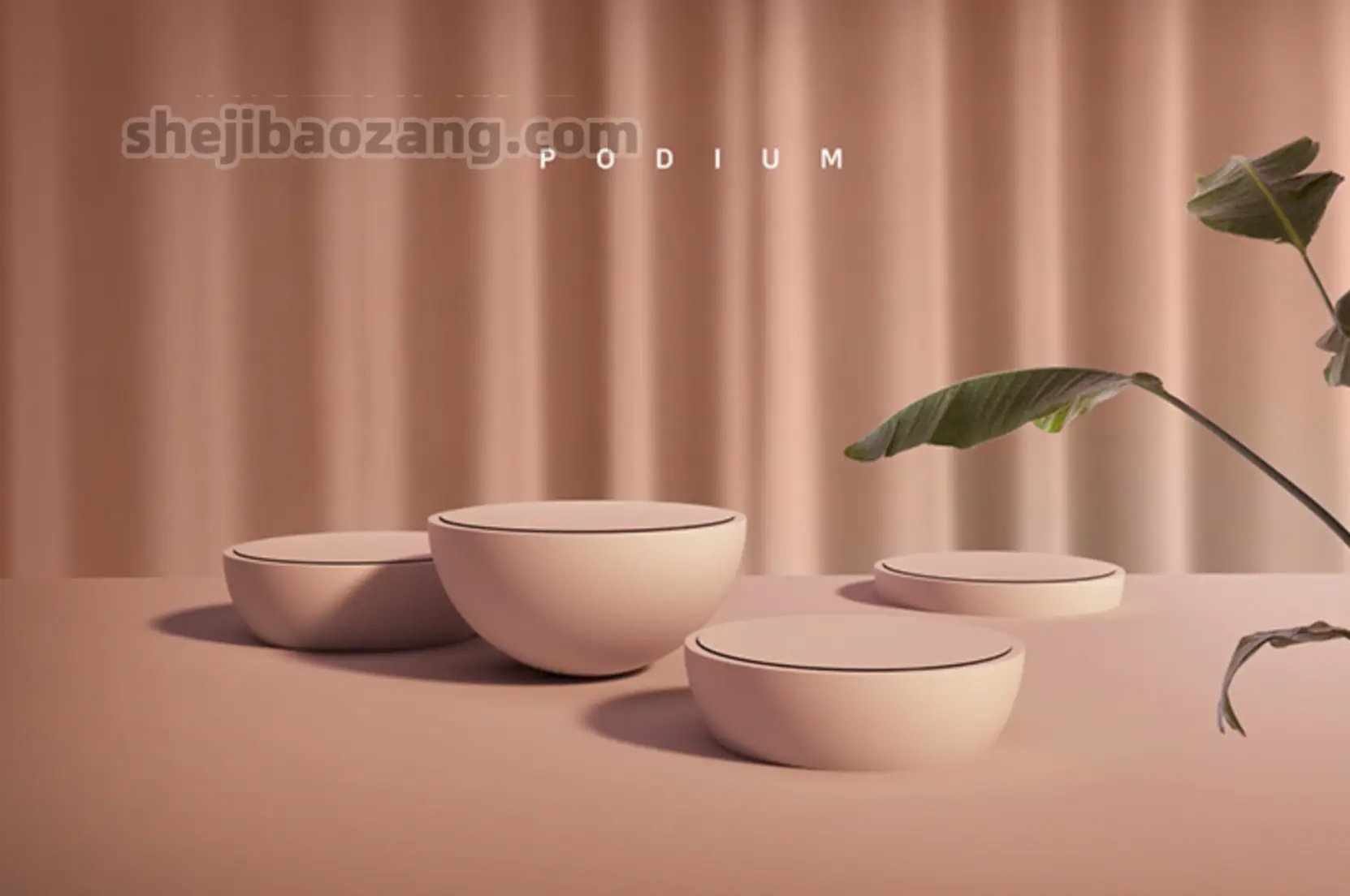 PS模板-17款高级质感时尚产品场景电商光影效果展示海报C4D渲染模型背景PSD素材模板 – 设计宝藏