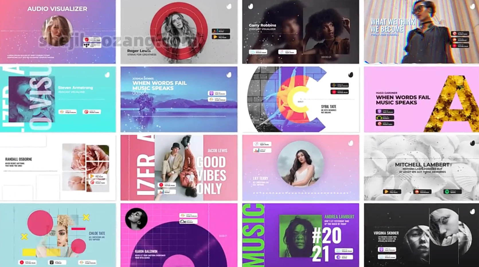 AE模板-20种音频波形可视化图形包装宣传动画 Podcast Audio Visualizers – 设计宝藏